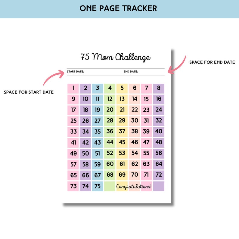 75 Mom Challenge Printable, New Years Weight Loss, Soft Challenge, 75 ...