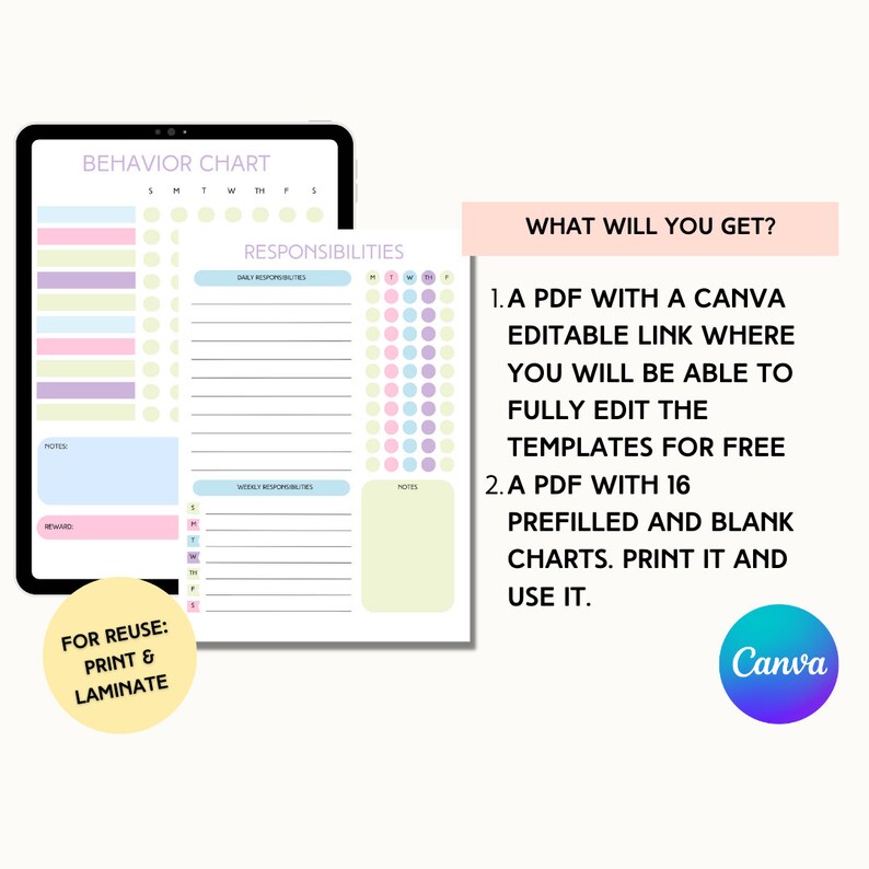 Editable Chore Chart for Multiple Kids, Daily Checklist, Canva Editable ...