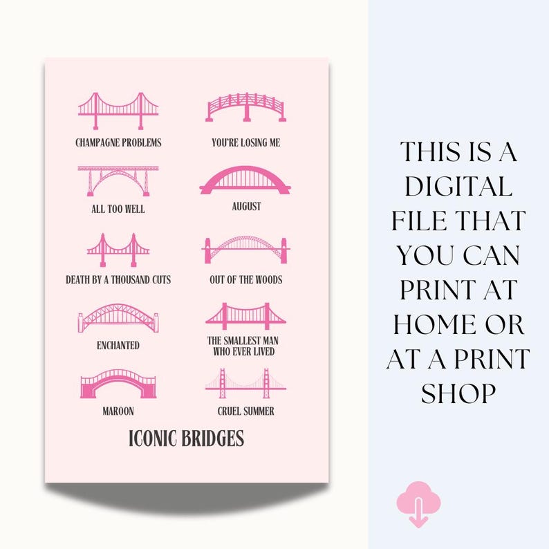 Iconic Bridges Lyric Art Print: Taylor Song Bridges (digital Download ...