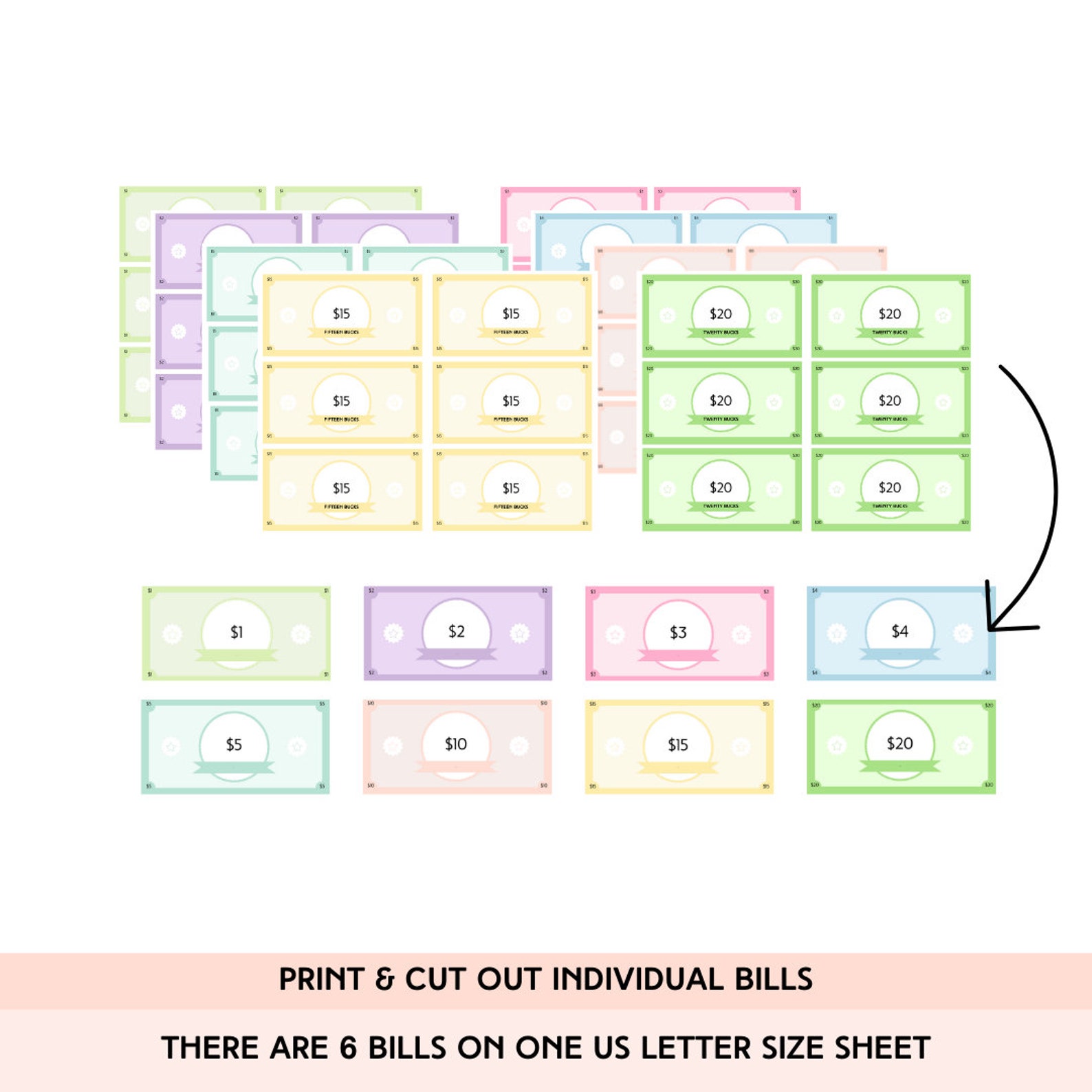 Editable Reward Bucks for Kids, Play Money, Pretend Money, Printable ...