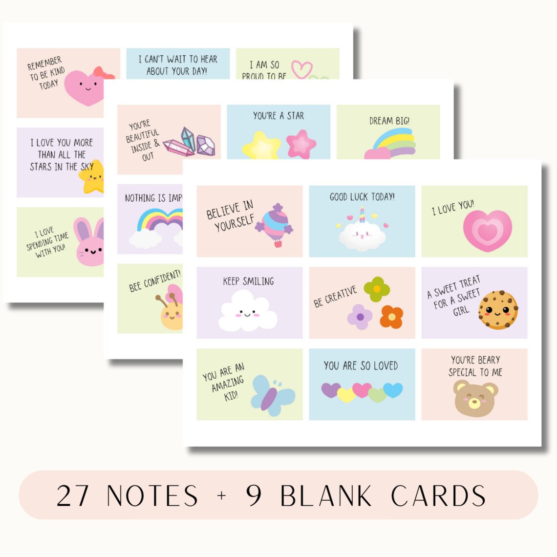 Lunch Box Notes for Kids, Lunchbox Notes for Girls, Positive ...