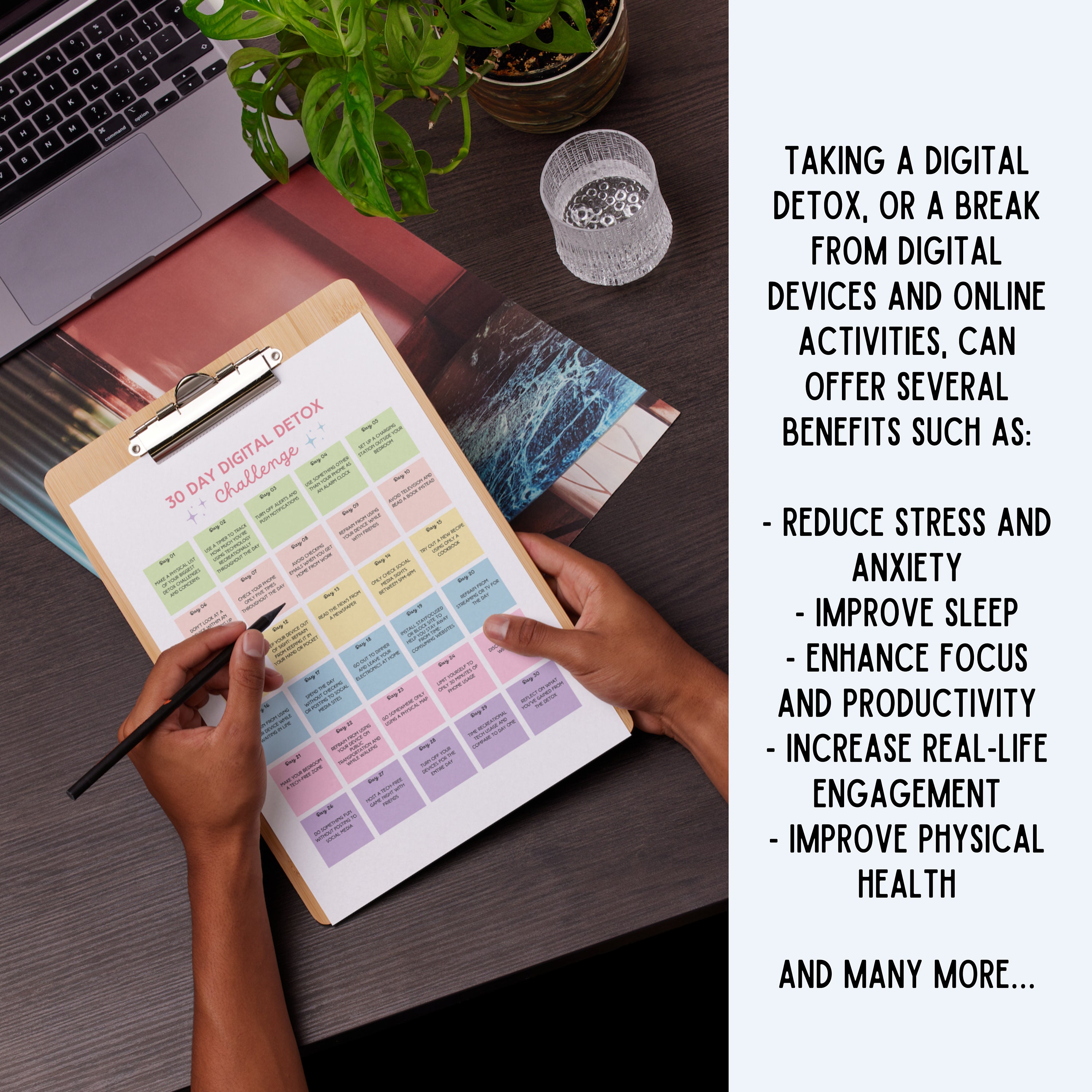 30 Day Digital Detox Challenge, Printable Digital Away Challenge Page ...