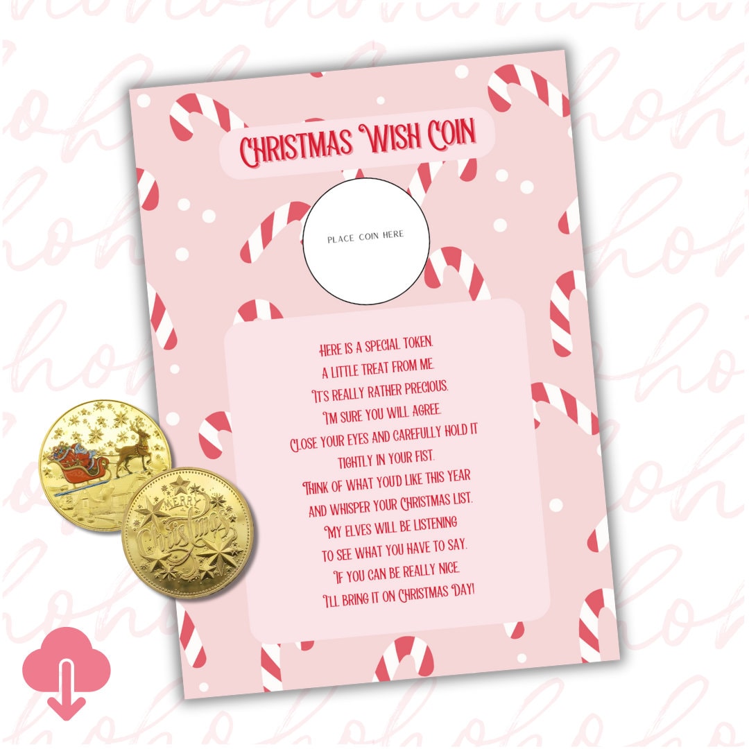 Christmas Wish Coin Printable, Instant Download,printable Wish Coin ...