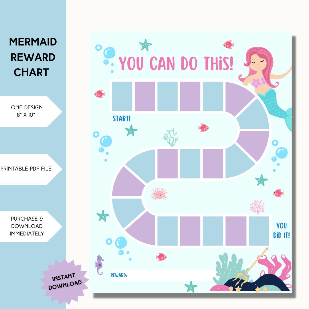 Printable Mermaid Reward Chart, Mermaid Behavior Chart, Daily Chore ...