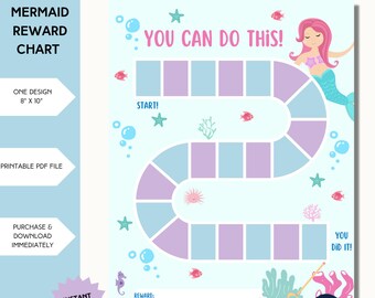 Printable Mermaid Reward Chart, Mermaid Behavior Chart, Daily Chore ...