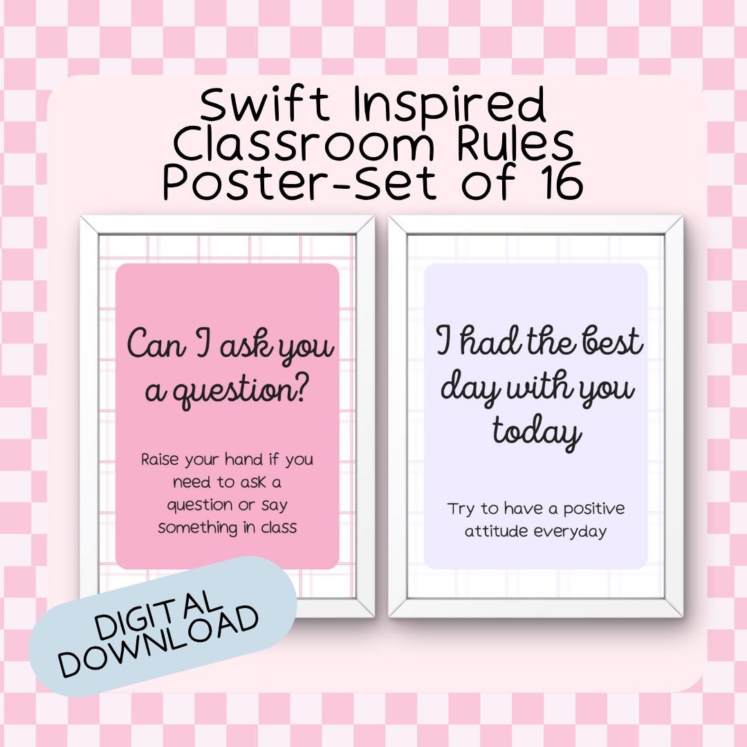 Swift Lyric Classroom Posters: Positive Rules, Modern Decor (digital ...