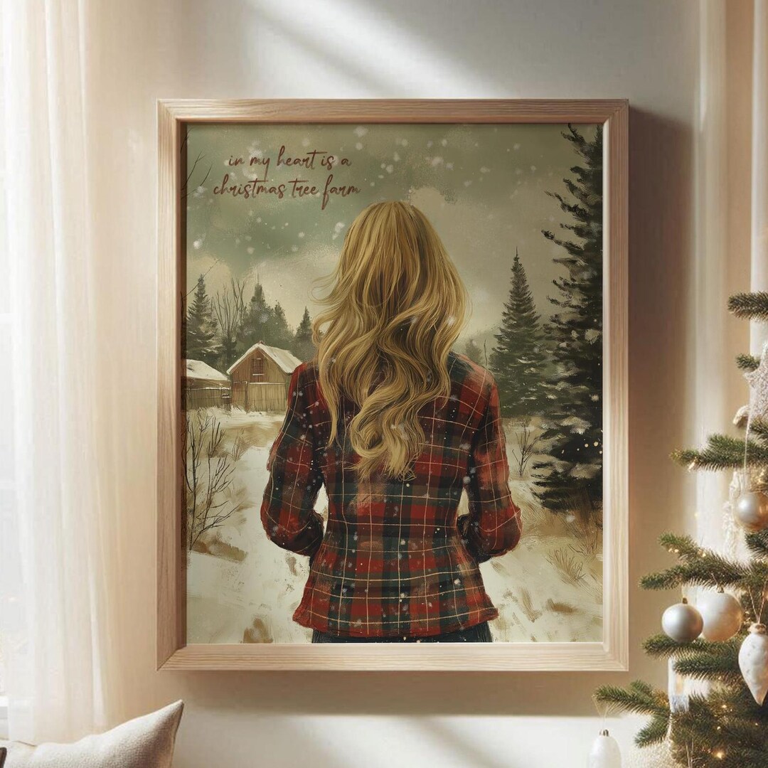 Vintage Christmas Taylor Swift christmas Tree Farm Lyrics Print ...