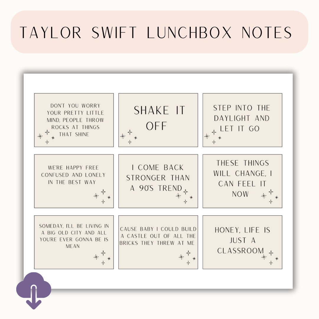 Taylor Swift Inspired Lunchbox Notes Spread Positivity and - Etsy