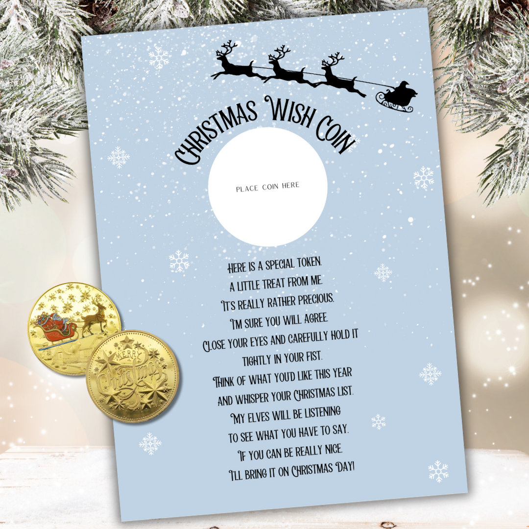 Christmas Wish Coin Printable, Instant Download,printable Wish Coin ...