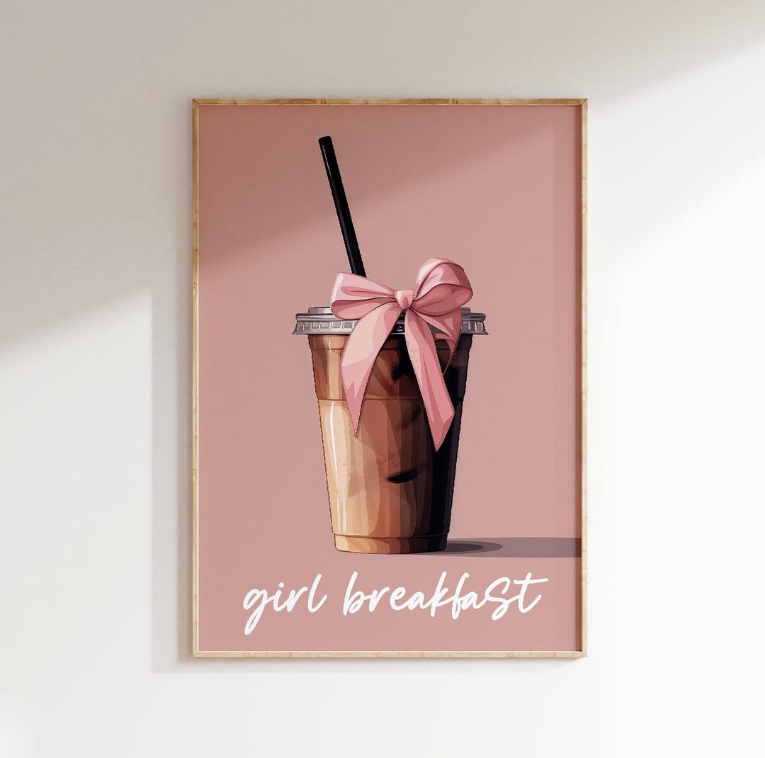 Iced Coffee Art Print: Whimsical Coquette Decor (digital Download) - Etsy