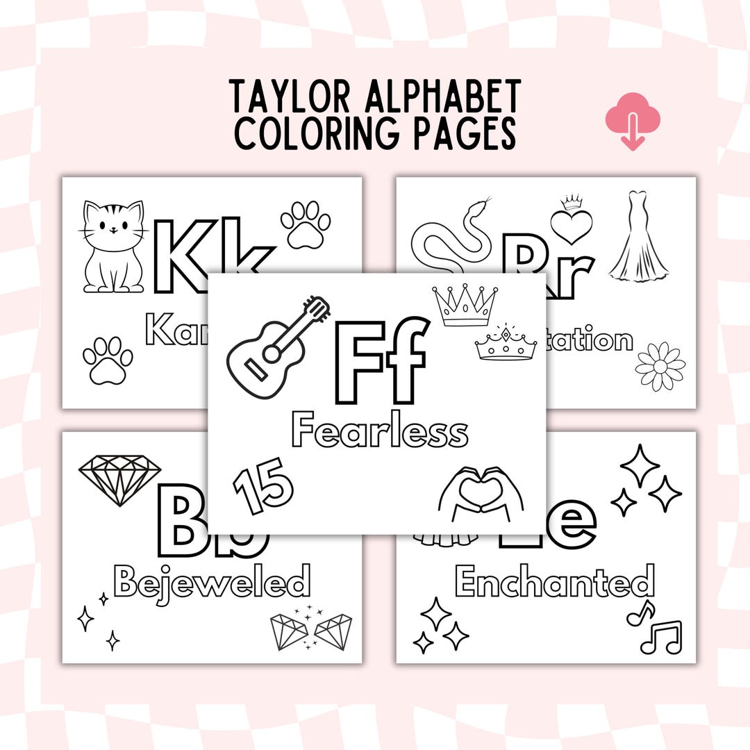 Swift Inspired Alphabet Coloring Pages, Stocking Stuffer, Girl Birthday ...