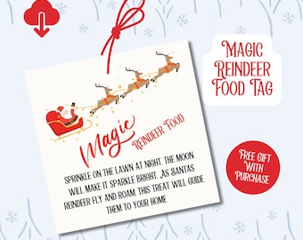 Printable Magic Reindeer Food Label Tag, Christmas Gift Tag, Reindeer ...