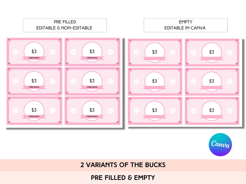 Editable Reward Bucks for Kids Play Money Pretend Money - Etsy