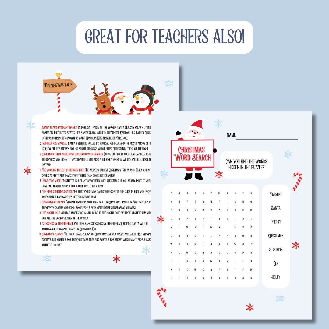 Christmas Games Activities Printable Bundle, Christmas Coloring, Thank ...