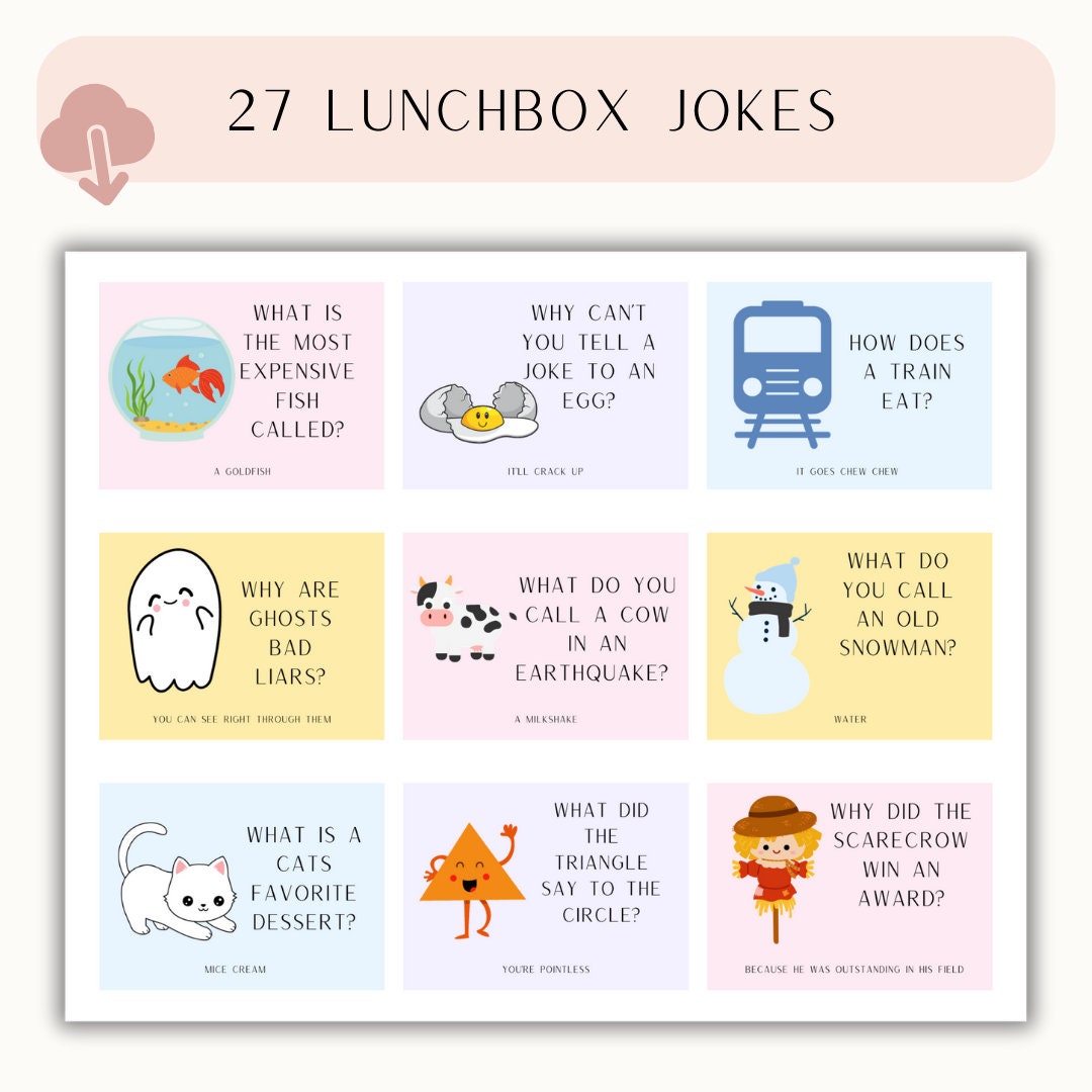 Lunchbox Jokes Printable Lunch Box Notes Puns for Kids - Etsy Canada