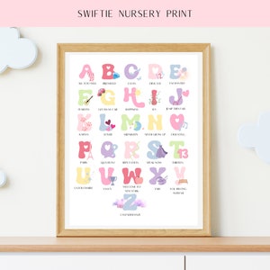 Swiftie Abcs, Alphabet Nursery Print, Taylor Swift Themed Nursery Wall ...