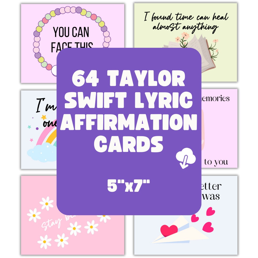 Taylor Swift Affirmation Cards Set of 64, Digital Download Bundle for ...