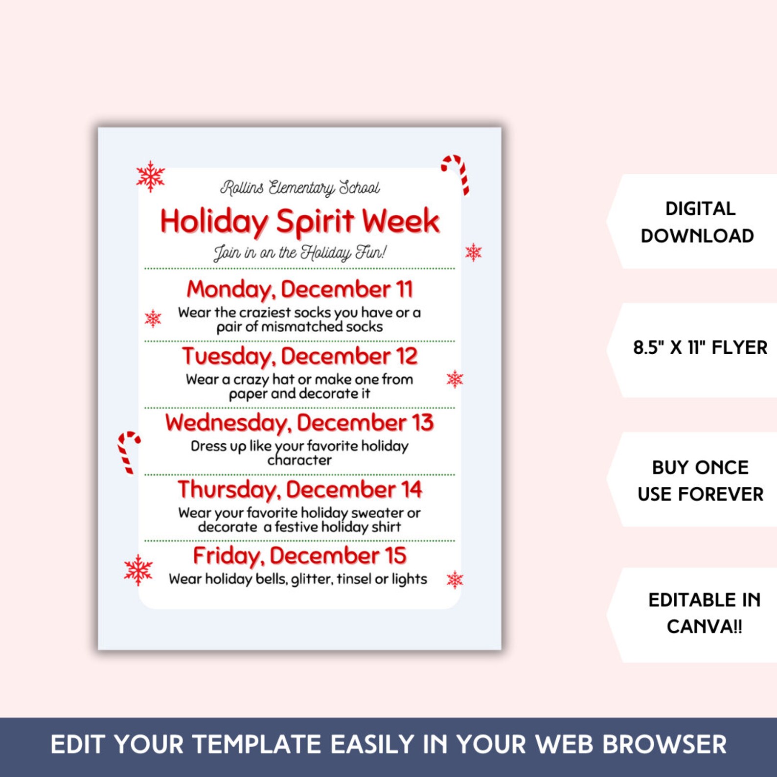 December School Spirit Week Itinerary Schedule, Christmas Winter School ...