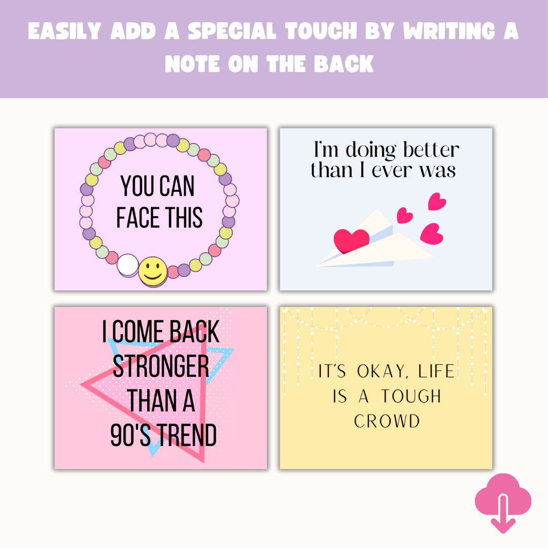 Taylor Swift Affirmation Cards Set of 63, Digital Download Bundle ...
