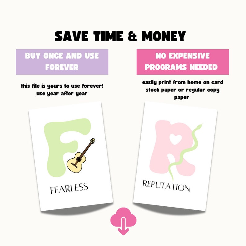 Taylor Swift Alphabet Flash Cards Set of 26, Digital Download Bundle ...