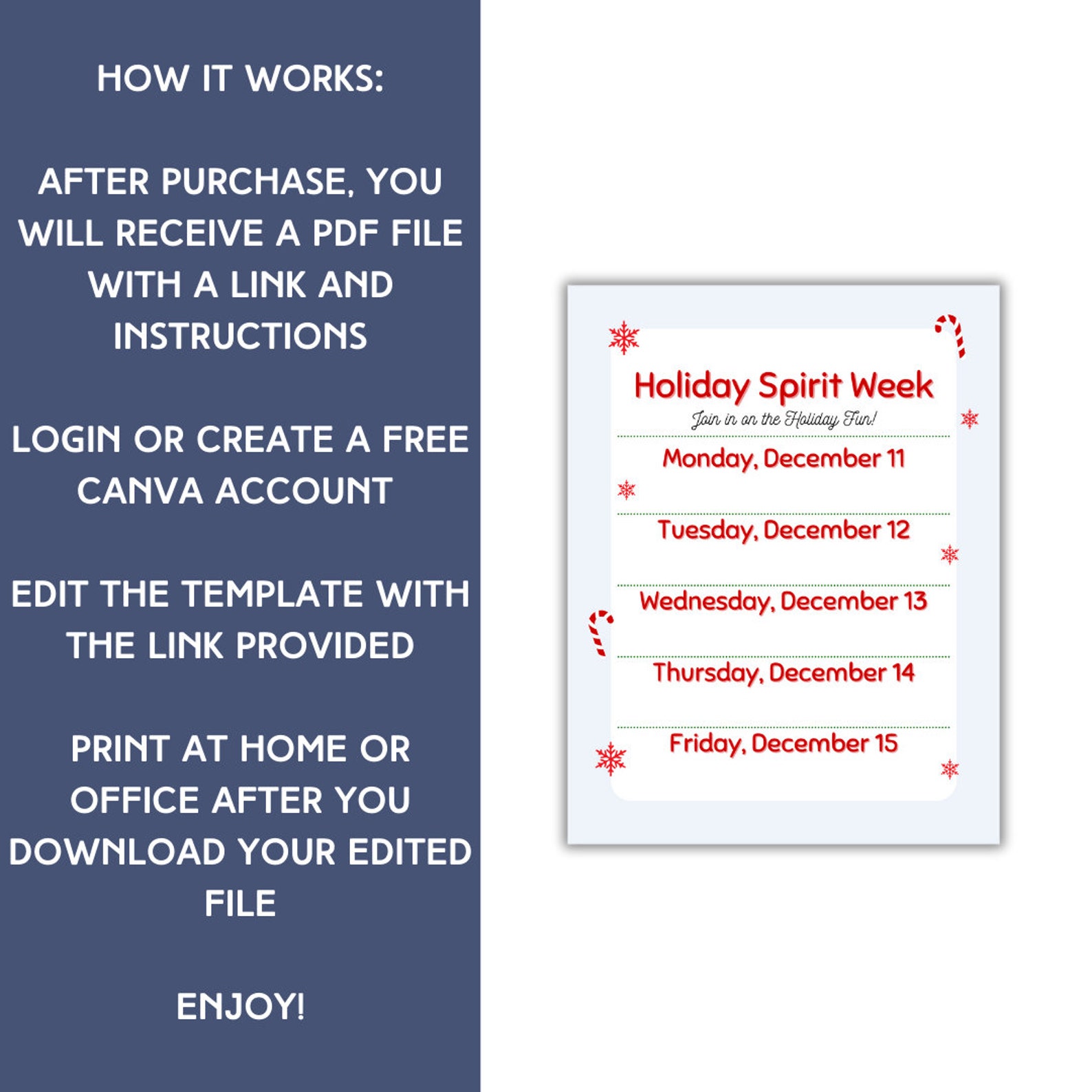 December School Spirit Week Itinerary Schedule, Christmas Winter School ...