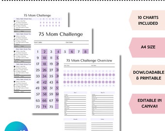 75 Mom Challenge Printable, Spring and Summer Weight Loss, Easy ...