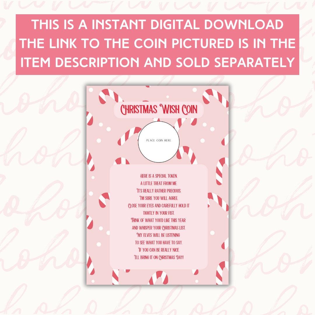 Christmas Wish Coin Printable, Instant Download,printable Wish Coin ...