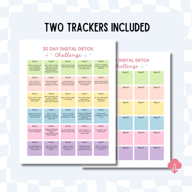 30 Day Digital Detox Challenge, Printable Digital Away Challenge Page ...