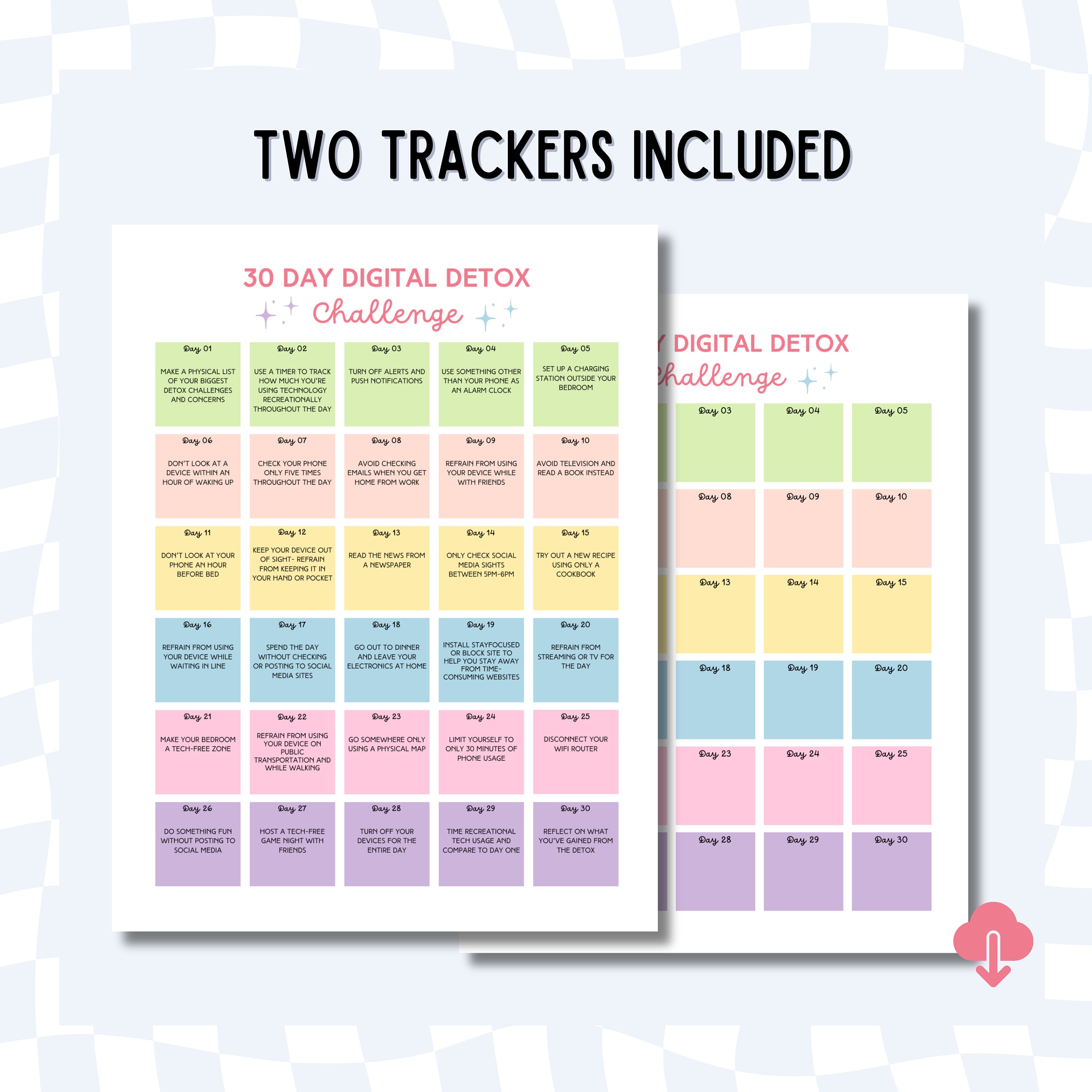 30 Day Digital Detox Challenge, Printable Digital Away Challenge Page ...