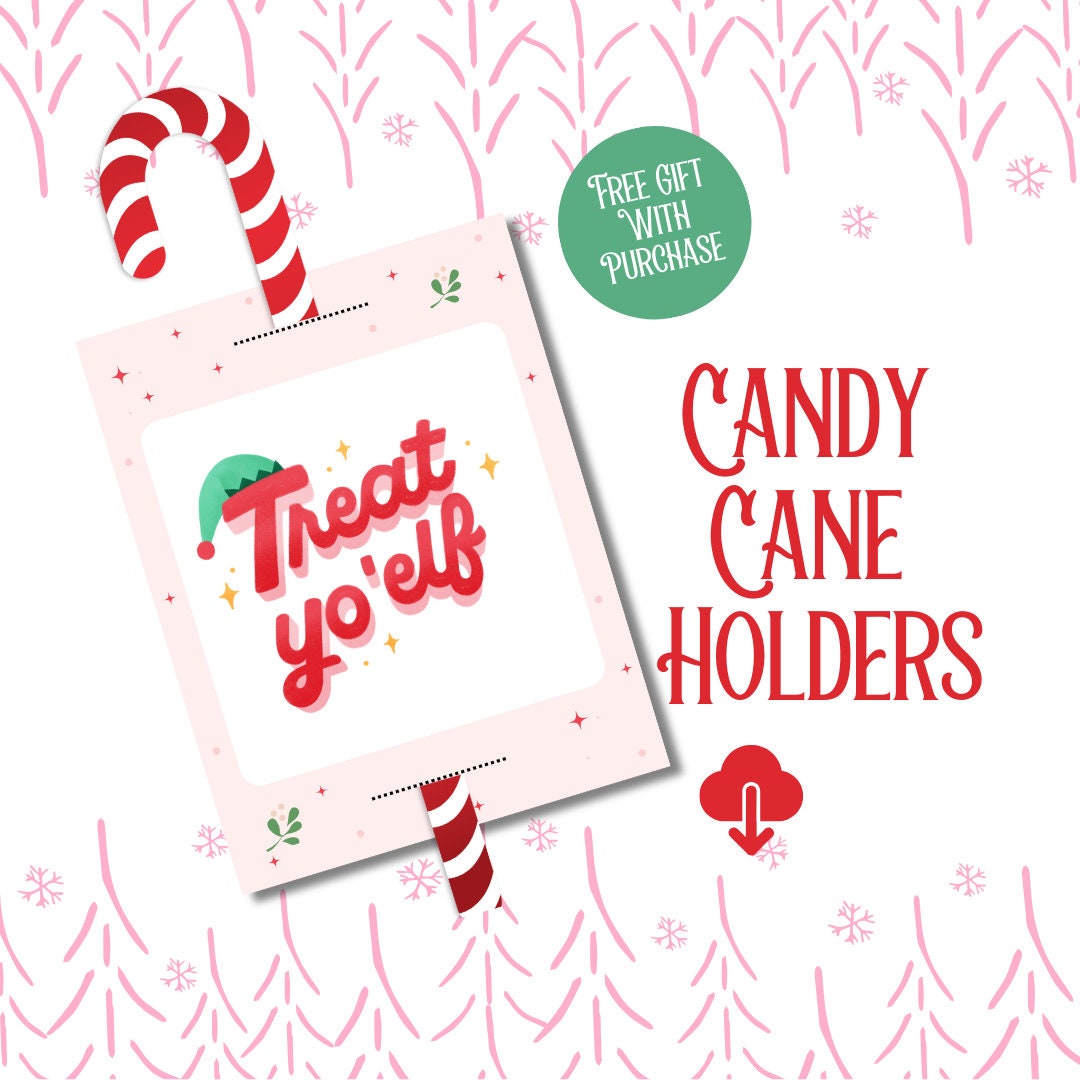 Christmas Candy Cane Holder, Printable Candy Cane Tag, Candy Cane ...