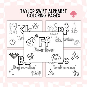 Taylor Swift Inspired Alphabet Coloring Pages Set Eras Tour Printable ...