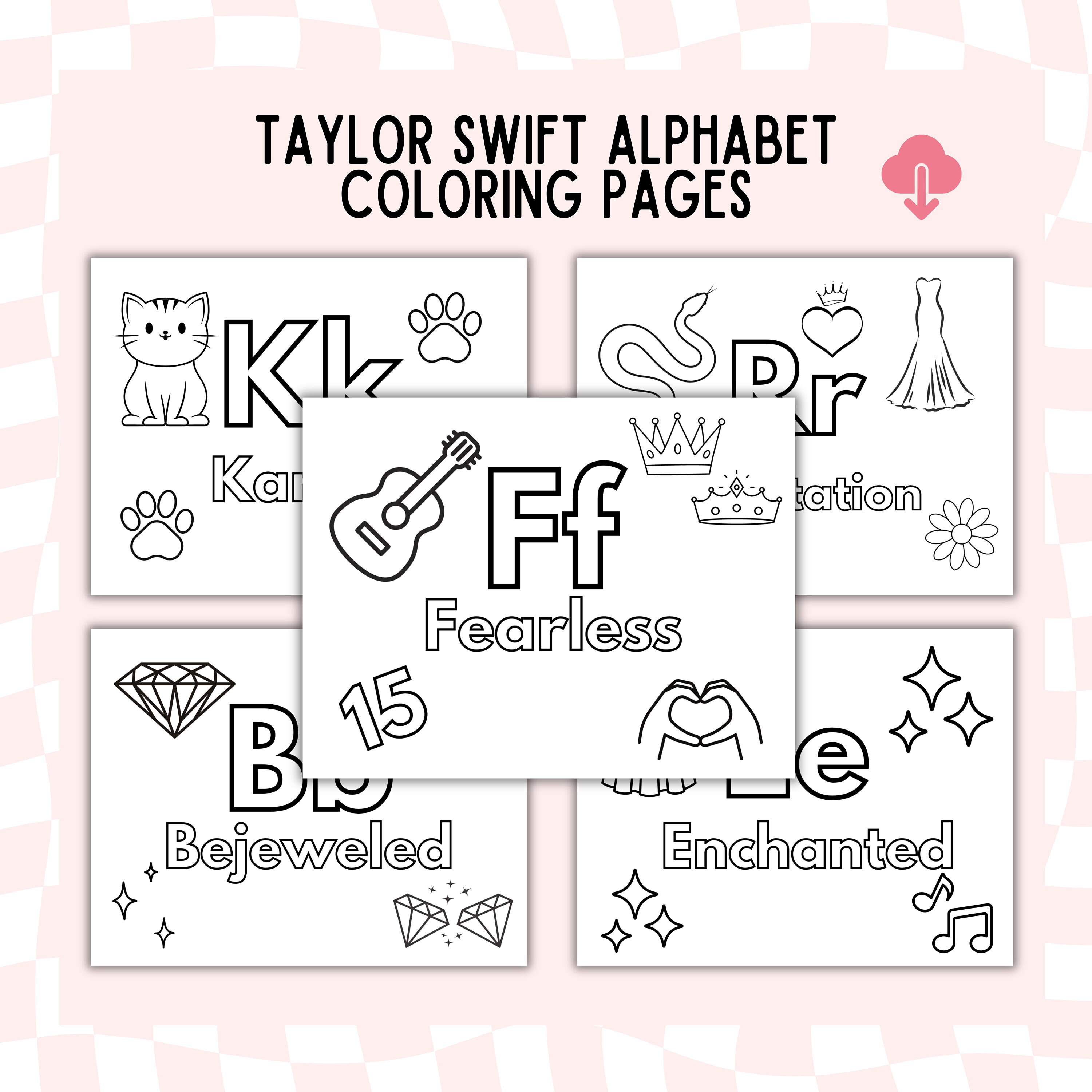 Taylor Swift Coloring Book for Kids and Adults, Learning ABC Coloring ...