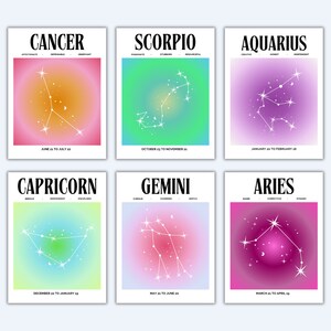 Set of 12 Zodiac Sign Poster Bundle, Zodiac Picture, Astrology Poster ...