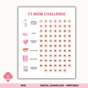 75 Mom Editable Challenge Printable, New Years Weight Loss, Soft ...