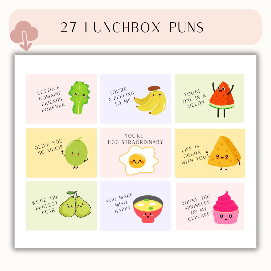 Lunchbox Jokes Printable, Lunch Box Notes, Puns for Kids, Lunchbox ...