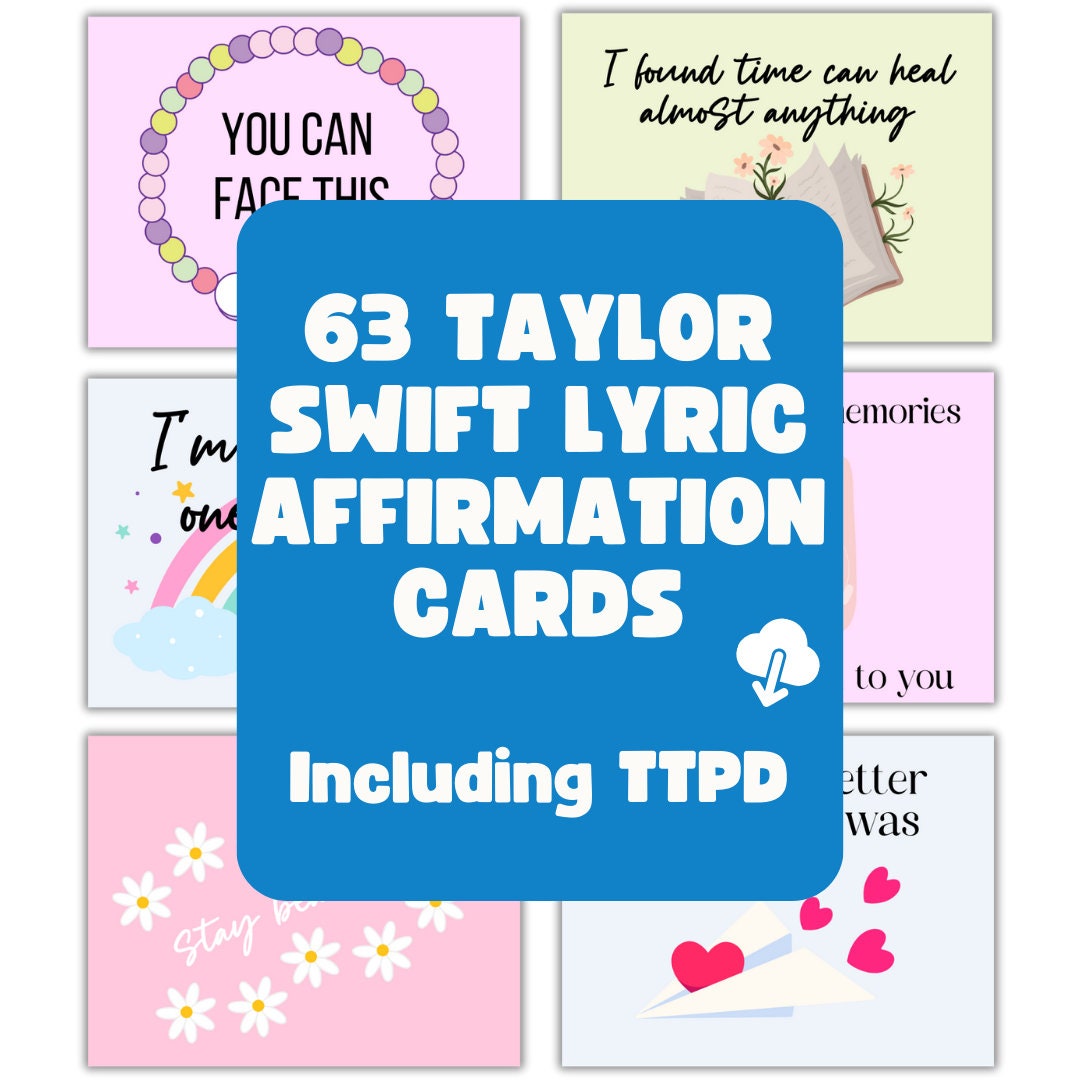 Taylor Swift Affirmation Cards Set of 63, Digital Download Bundle ...
