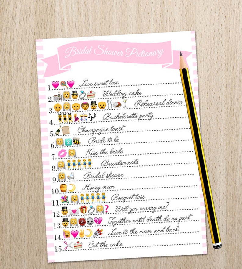 Bridal Shower Game Wedding Emoji Pictionary Printable Etsy Bridal Shower Game Wedding Emoji Pictionary Printable Etsy