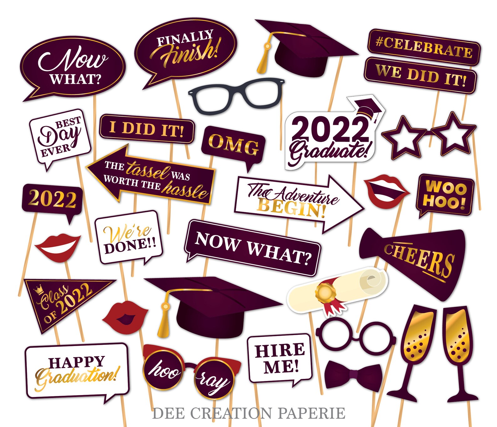 Graduation Photo Booth Printable Props Class of 2022 - Etsy