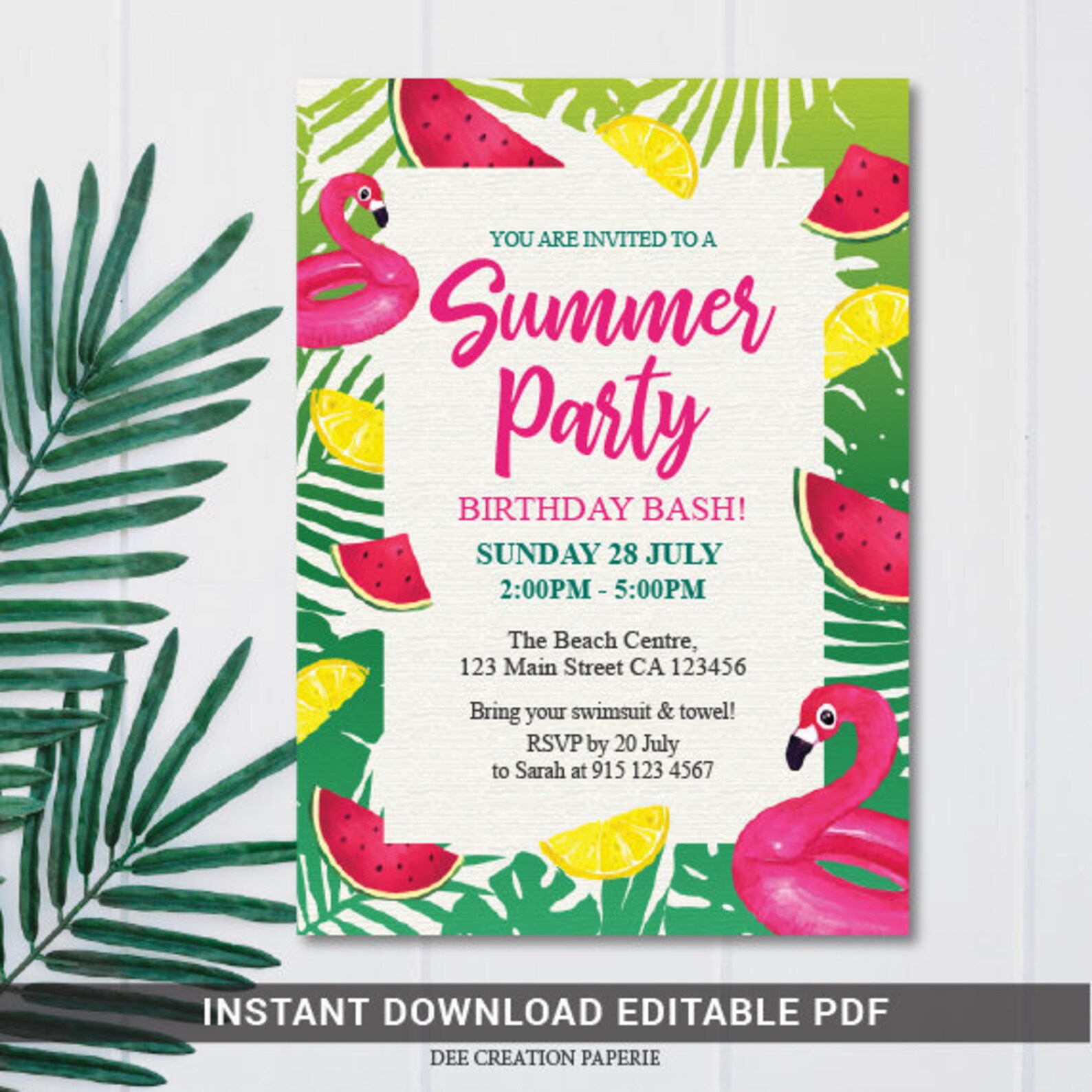 Summer Festival Invitation, Pool Party, Beach Party, Various Event ...