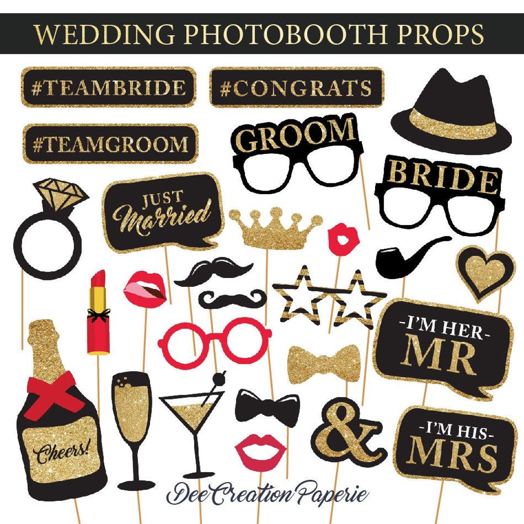 Printable Wedding Photobooth Props Glam Wedding Photo Booth Props ...