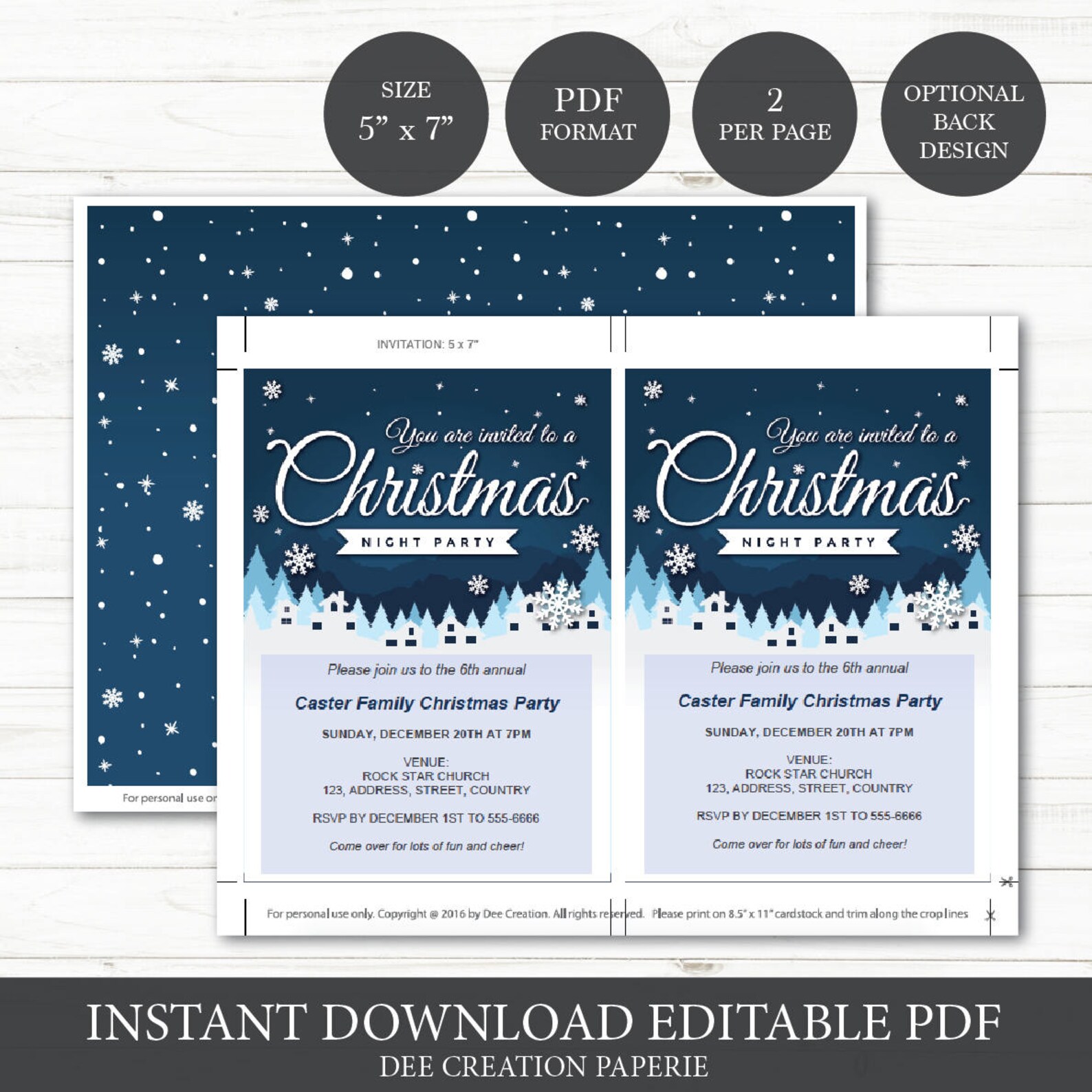 Christmas Winter Invitation Printable | Holiday Party Invitation | Late ...