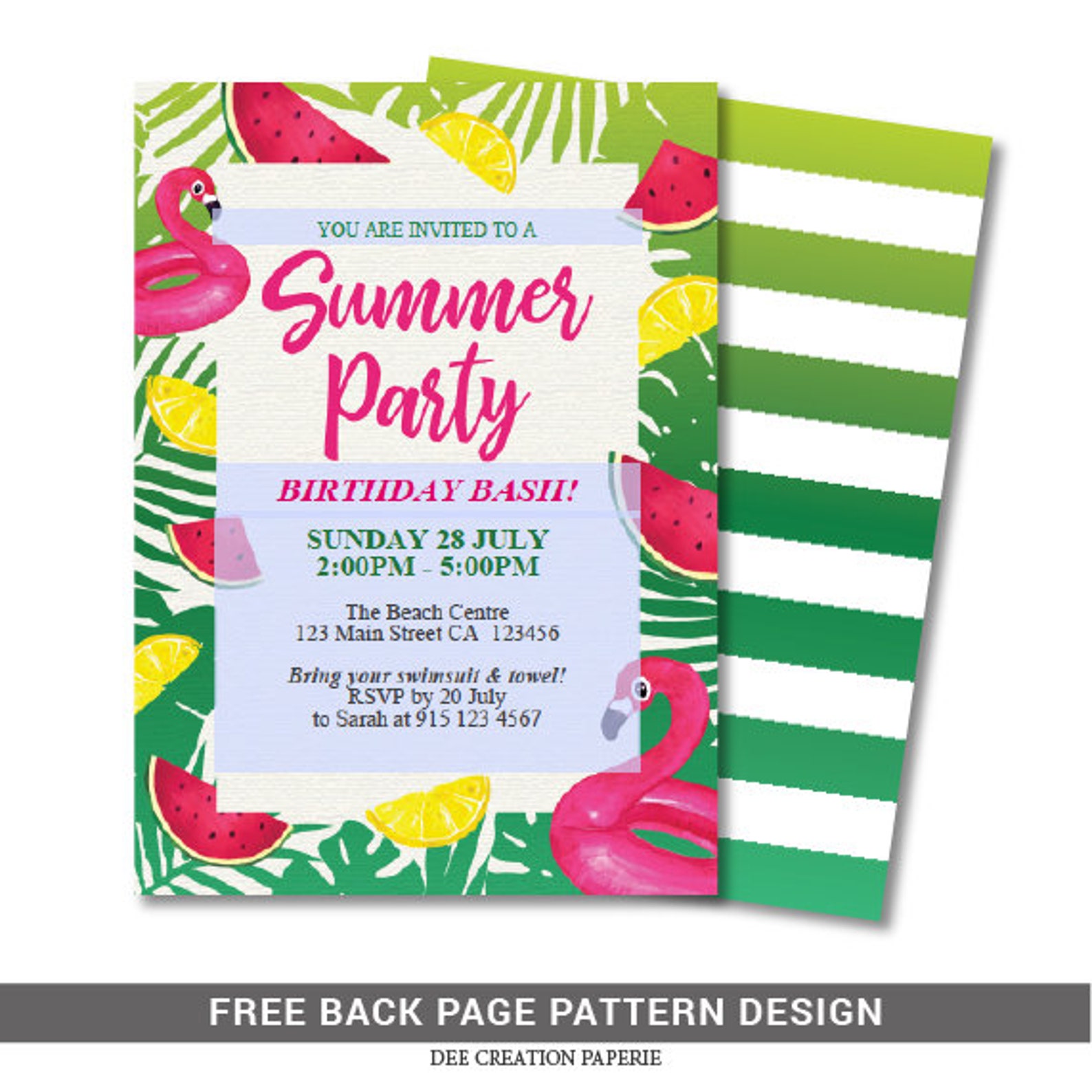 Summer Festival Invitation, Pool Party, Beach Party, Various Event ...
