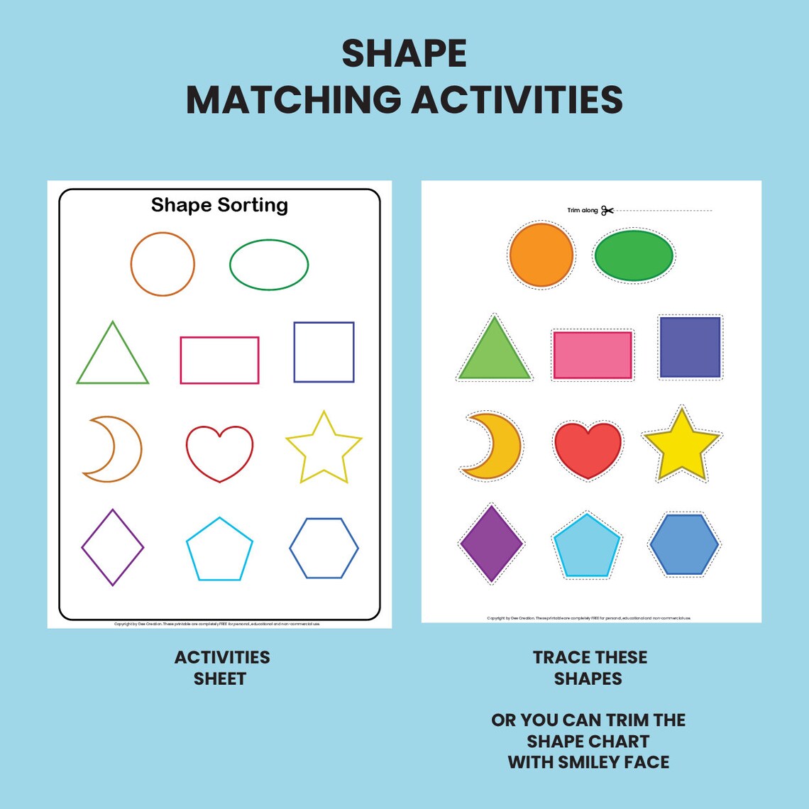 Learning Shapes, Shape Sorting Worksheet, Shape Matching Game ...