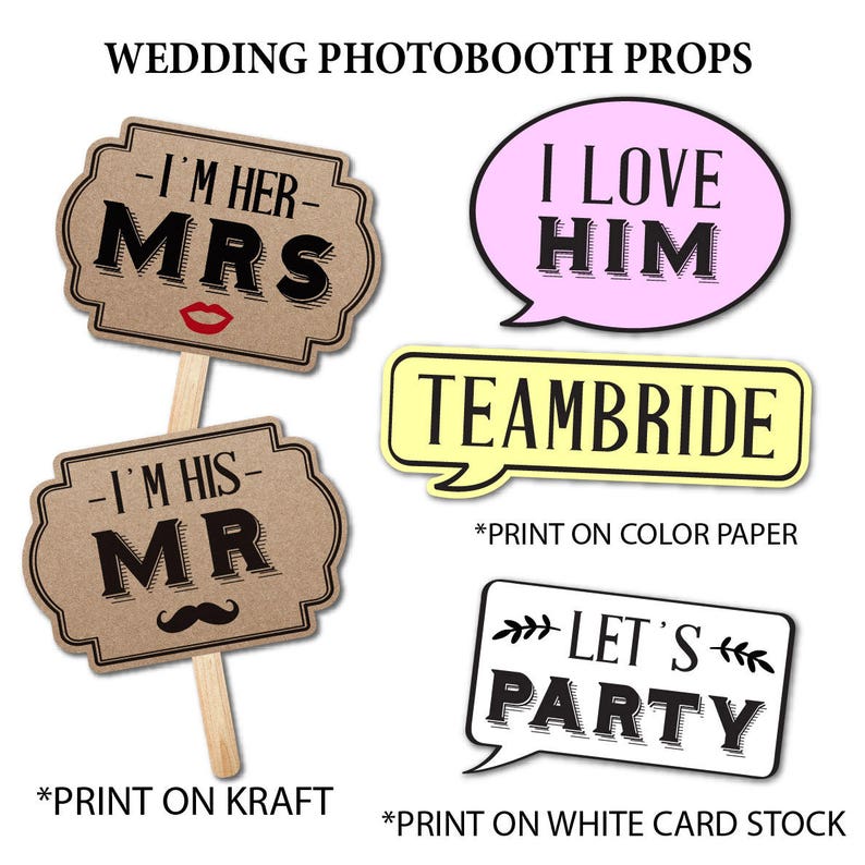 Printable Wedding Photobooth Props - Speech Bubble Photobooth Props ...
