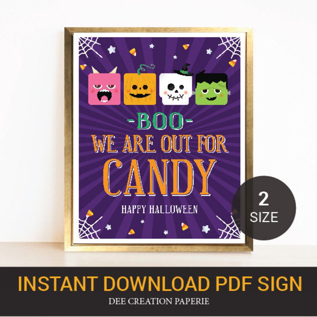 Halloween Sign | Out of Candy Sign | Halloween Printable Decorations ...