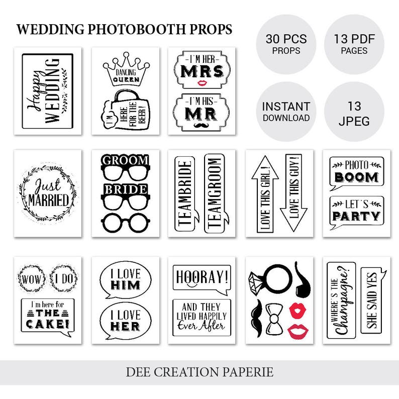 Printable Wedding Photobooth Props - Speech Bubble Photobooth Props ...