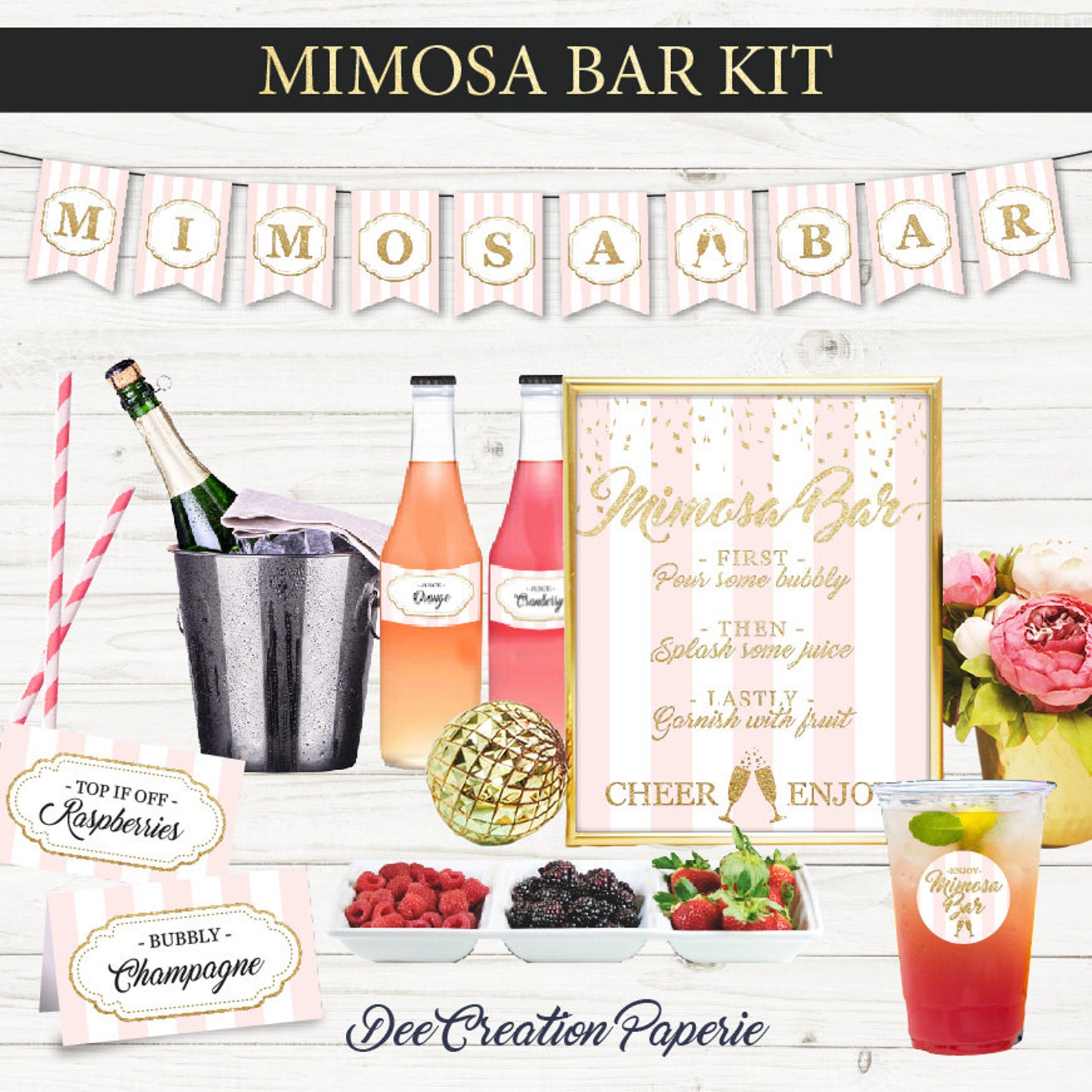 Instant Printable Mimosa Bar Kit, Instant Download Wedding Printables ...