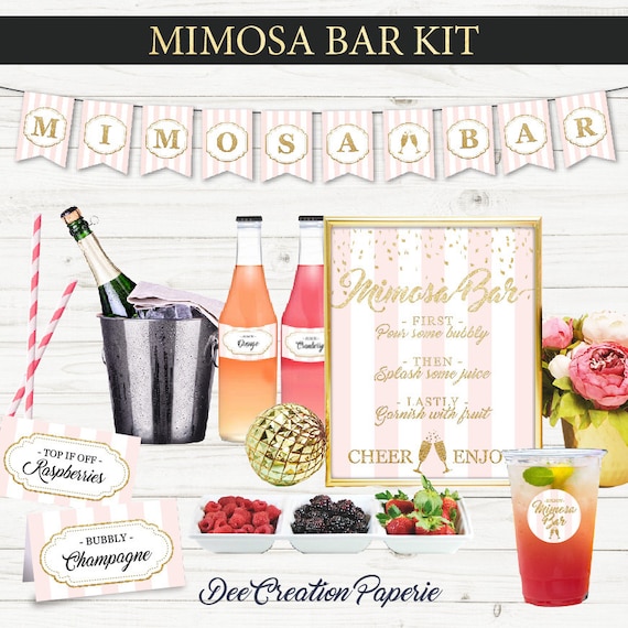 Instant Printable Mimosa Bar Kit Instant Download Wedding - Etsy Singapore