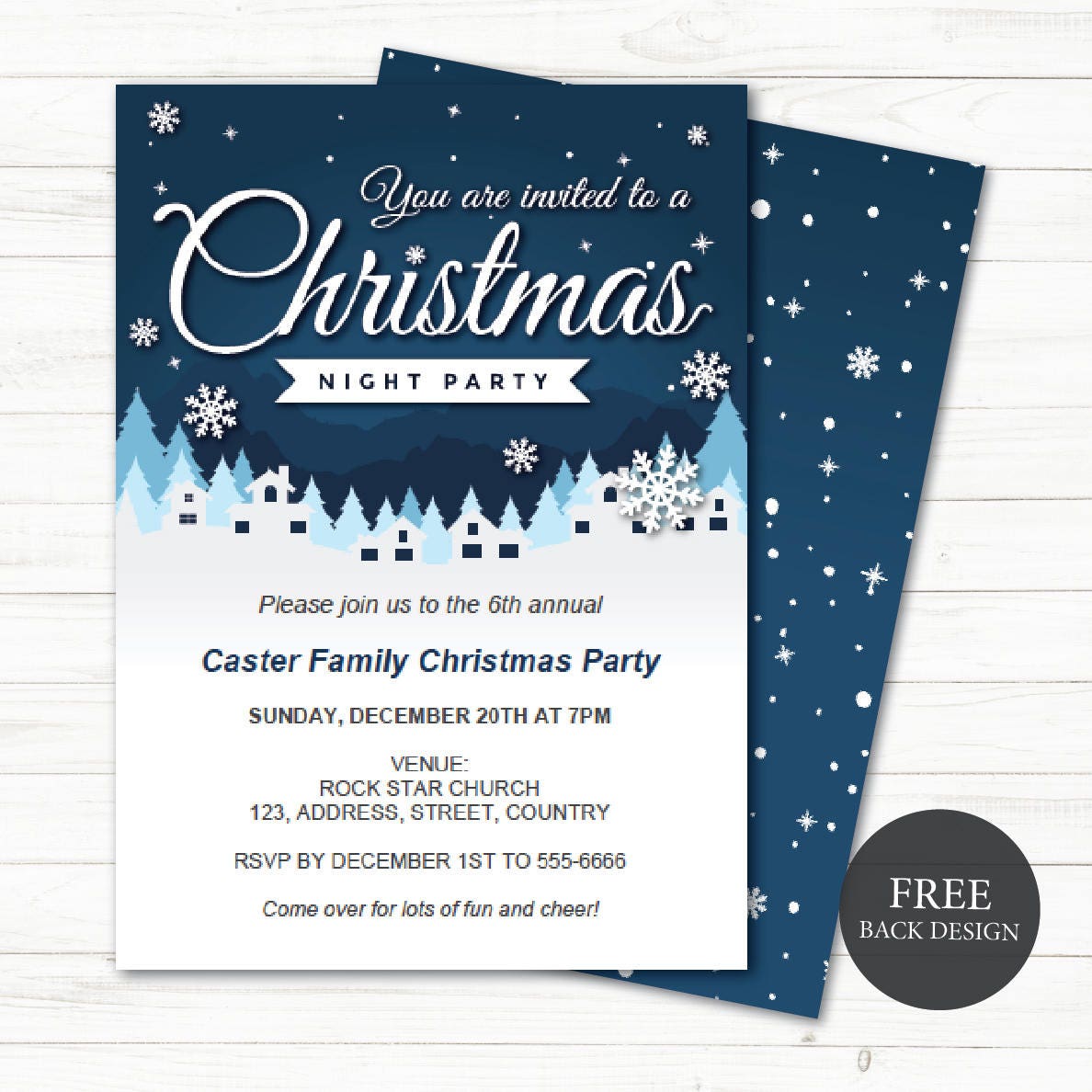 Christmas Winter Invitation Printable | Holiday Party Invitation | Late ...