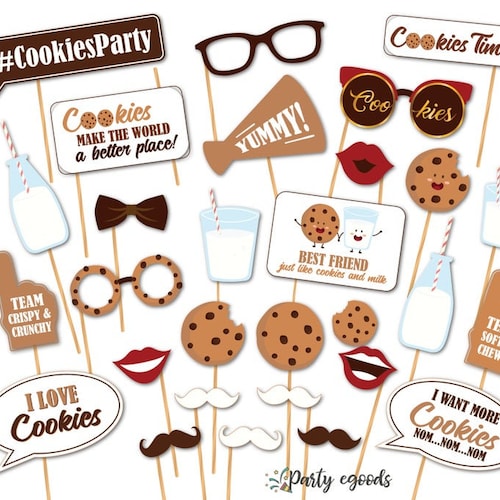 Printable Milk & Cookies Photo Booth Props Milk and Cookies - Etsy